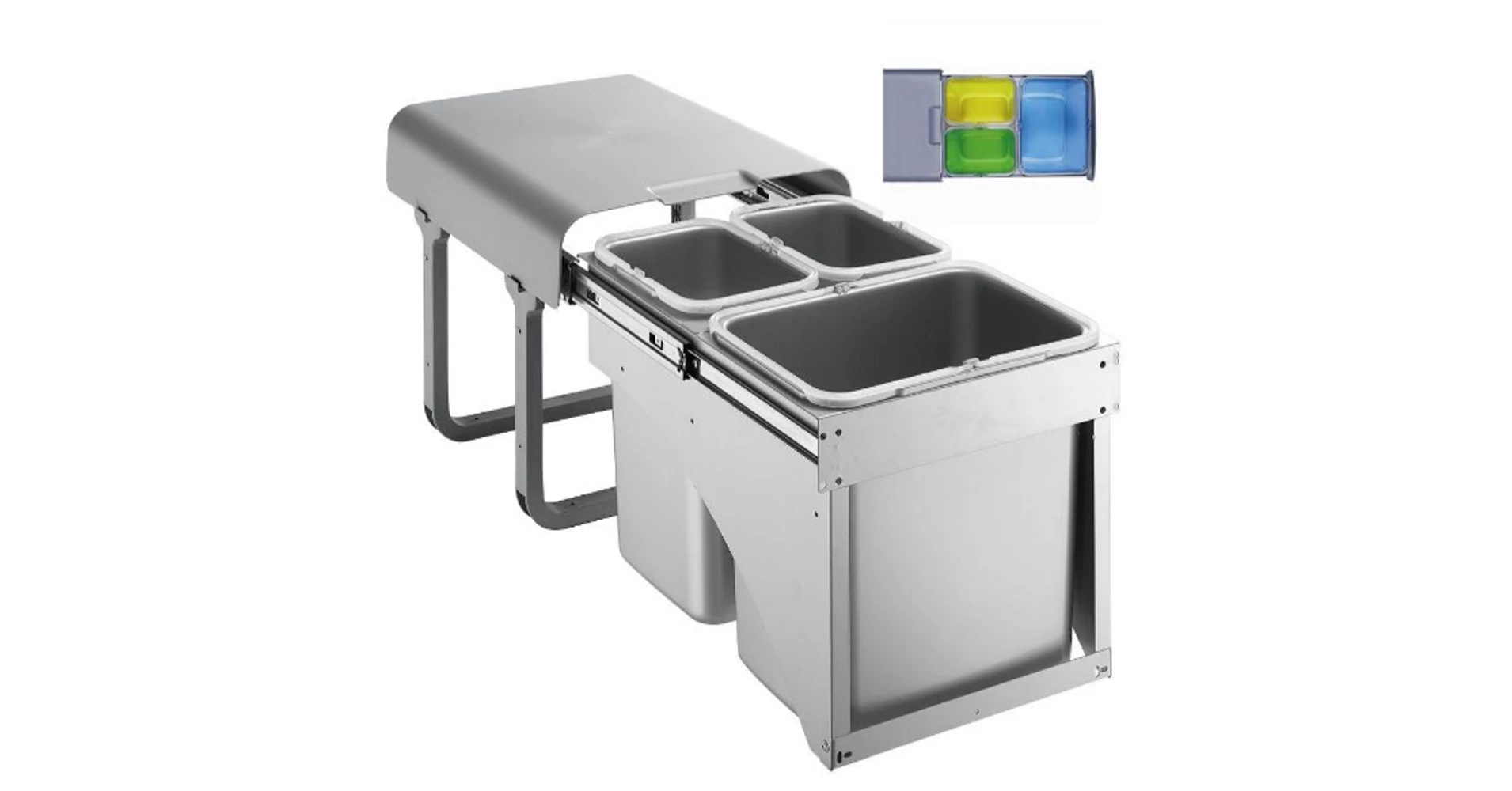 EKOTECH - Beépíthető hulladékgyűjtő EKKO FRONT 40 - 1x16 liter+2x8 liter